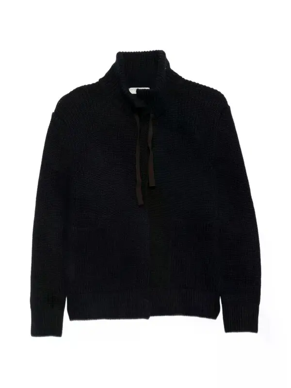INTRECCI Ribbed-knit High-neck Cardigan