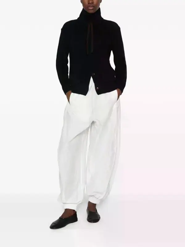 INTRECCI Ribbed-knit High-neck Cardigan