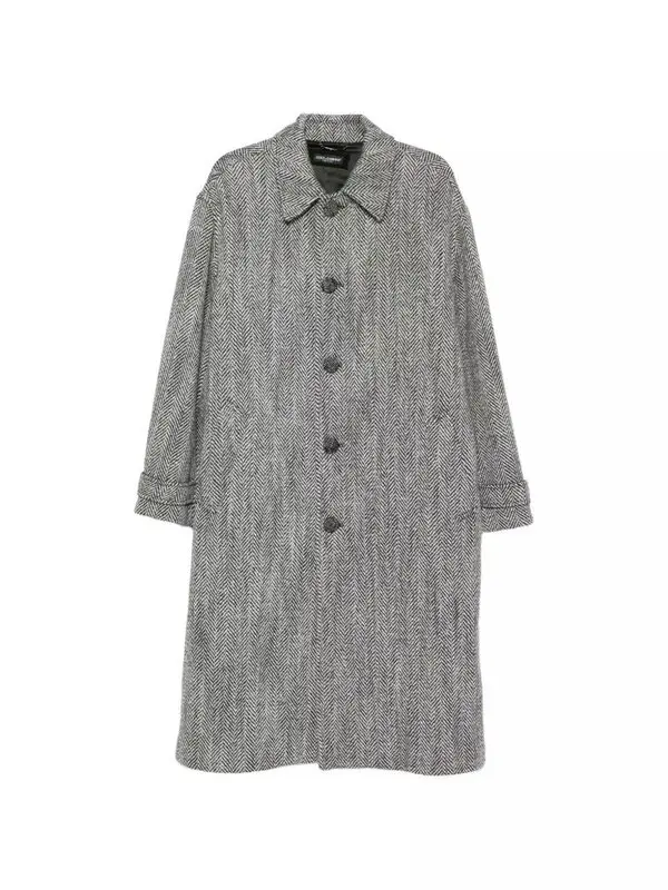 Dolce & Gabbana Herringbone-weave Single-breasted Overcoat