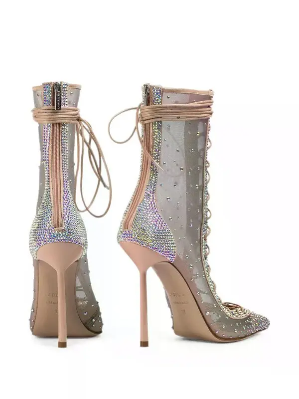 LE SILLA Crystal-embellished Lace-up Ankle Boots