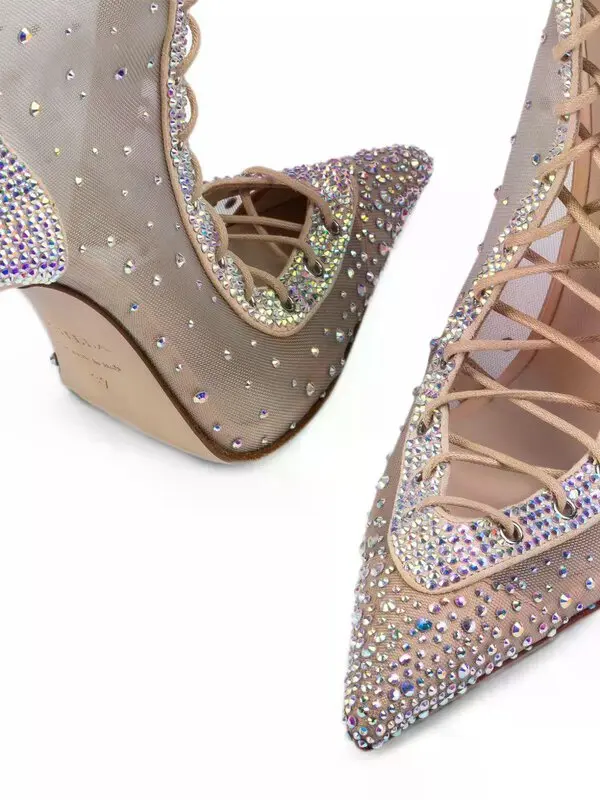 LE SILLA Crystal-embellished Lace-up Ankle Boots