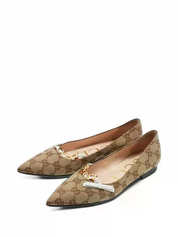 Gucci Gg Canvas Bow Ballet Flats