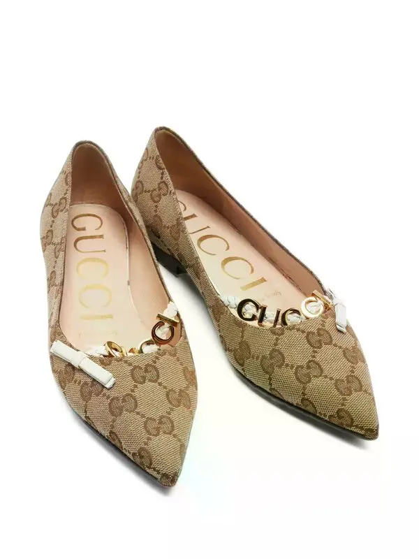 Gucci Gg Canvas Bow Ballet Flats