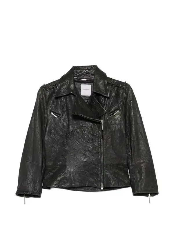 Costume National 2000s Crinkled-finish Biker Jacket