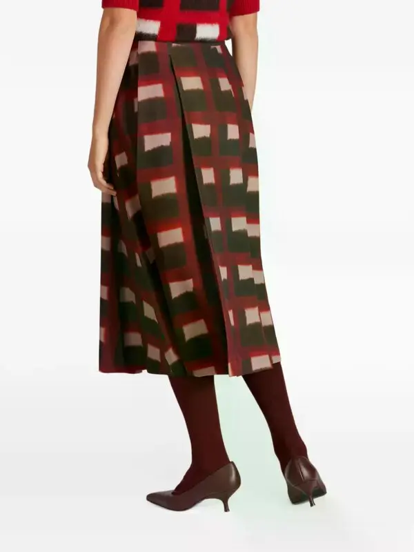 SLOWEAR Geometric-print Pleated Midi Skirt