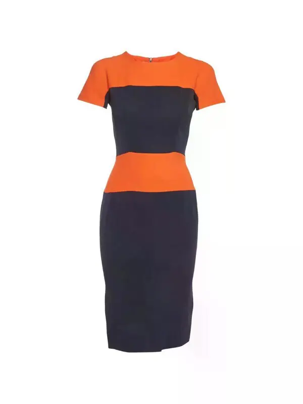 Victoria Beckham Color-block Short-sleeve Midi Dress - Blue