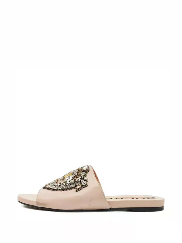 Rochas Crystal-embellished Leather Sandals