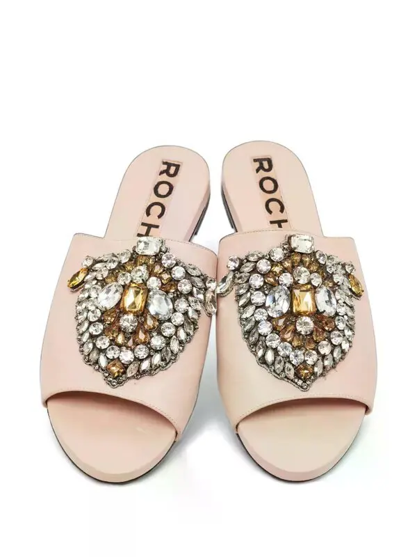 Rochas Crystal-embellished Leather Sandals