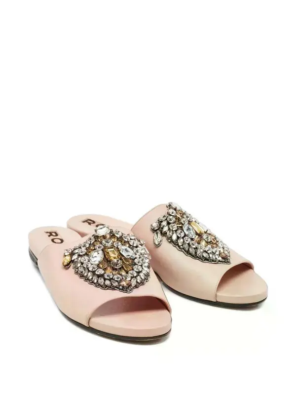 Rochas Crystal-embellished Leather Sandals