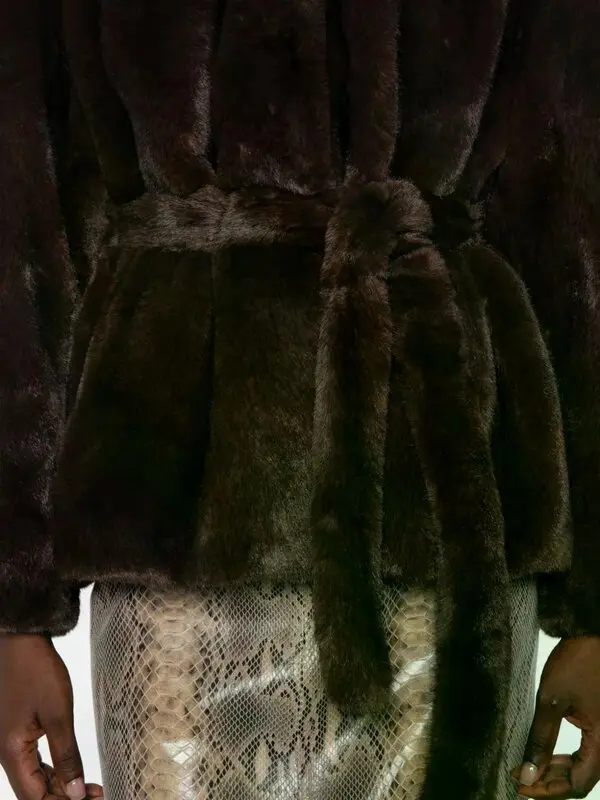 ZOE PARIS Belted Faux-fur Jacket