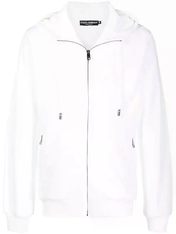 Dolce & Gabbana Tonal Logo-print Zip-up Hoodie - White