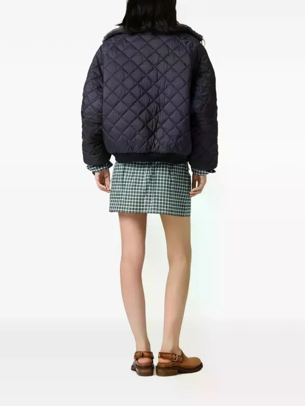 Miu Miu Logo-detail Padded Jacket - Blue