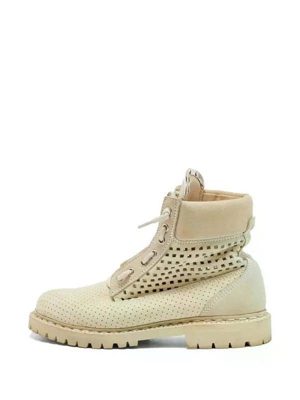 Balmain Taiga Perforated Combat Boots - Neutrals