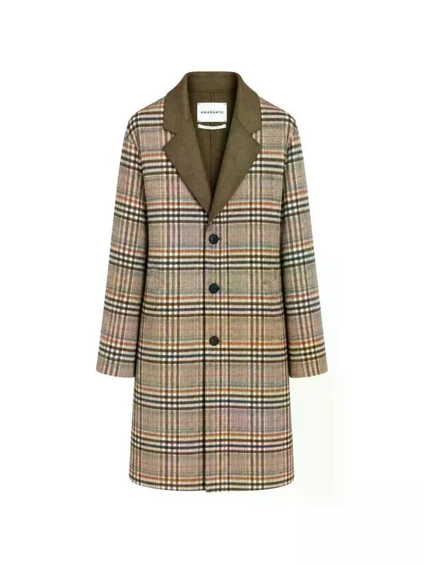 AMARANTO Check-pattern Long-sleeve Coat