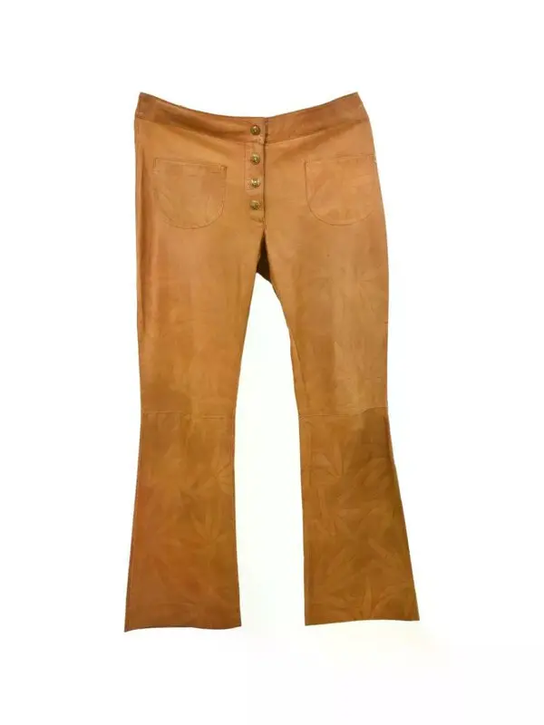 Dior 2002 Floral-embossed Leather Cropped Trousers