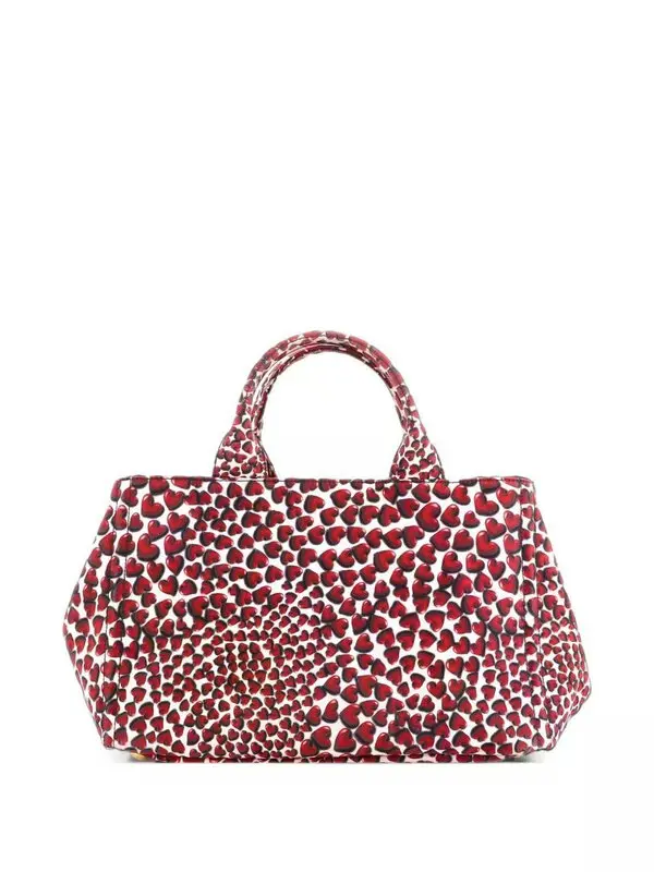 Prada Canapa Convertible Printed Canvas Medium Tote Bag - Multicolour