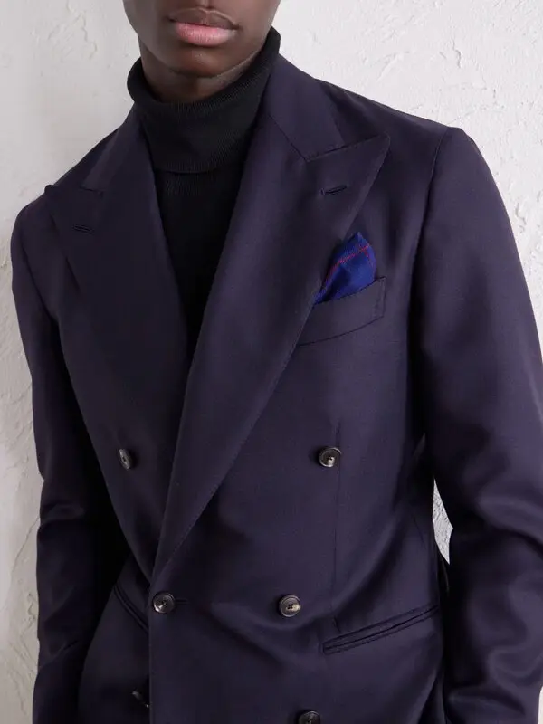 Anderson & Sheppard Frayed Checked Cashmere-twill Pocket Square