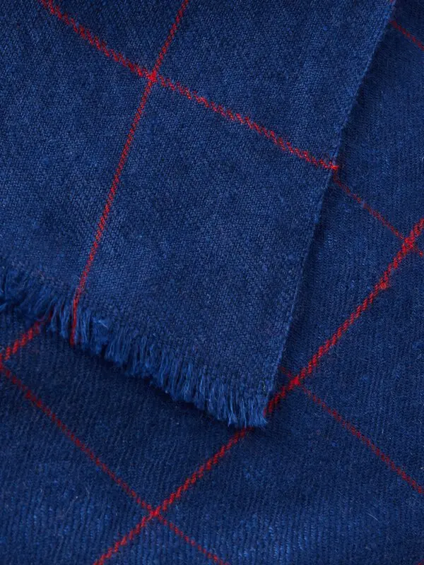Anderson & Sheppard Frayed Checked Cashmere-twill Pocket Square
