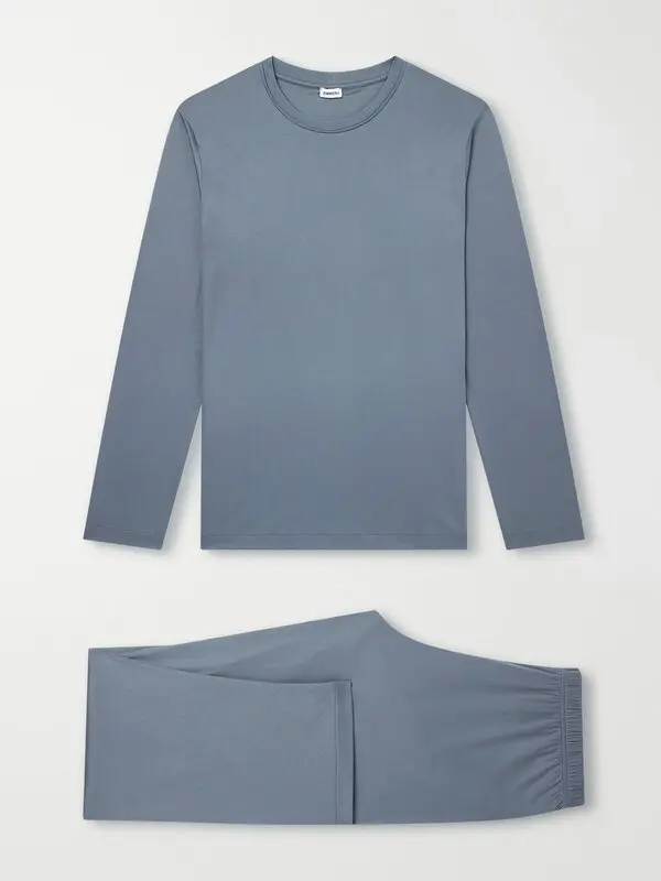 Zimmerli Sea Island Cotton-jersey Pyjama Set - Blue