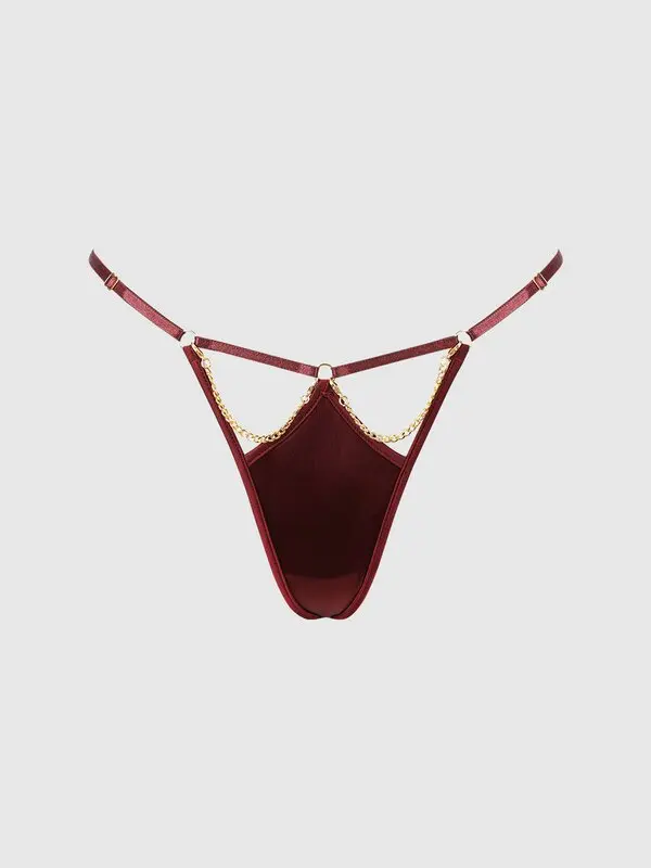 Frederick's Of Hollywood Emery Liquid Satin & Chain G-string