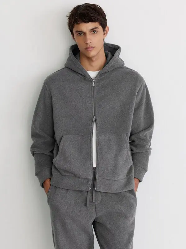 REISS Ryder Fleece Relaxed Zip-through Hoodie