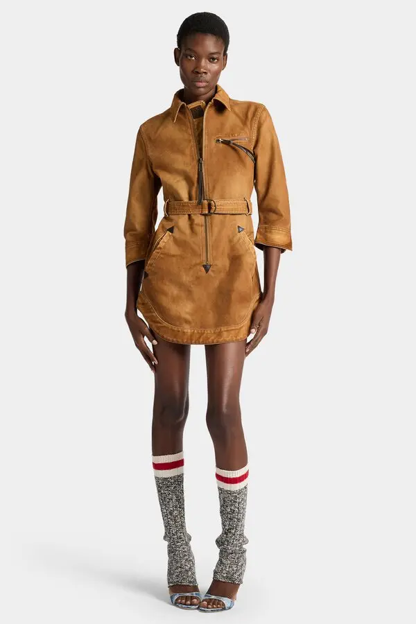 Dsquared2 Weathered Suede Carpenter2 Dress - Red