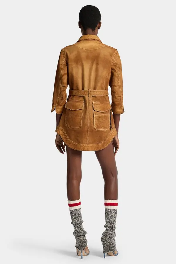 Dsquared2 Weathered Suede Carpenter2 Dress - Red
