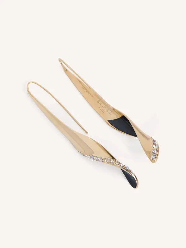 Balmain Organic Twist Earrings In Lacquered Brass