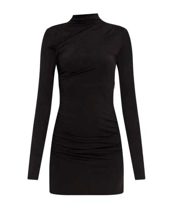 Off-White Draped Long-sleeved Dress