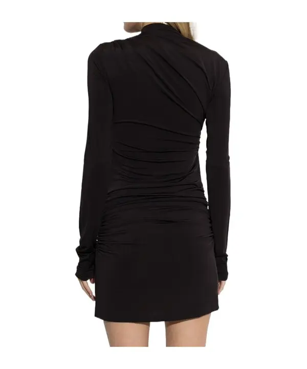 Off-White Draped Long-sleeved Dress