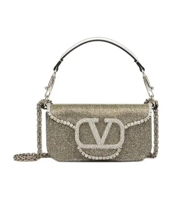 Valentino Garavani Locò Foldover Top Small Shoulder Bag - White