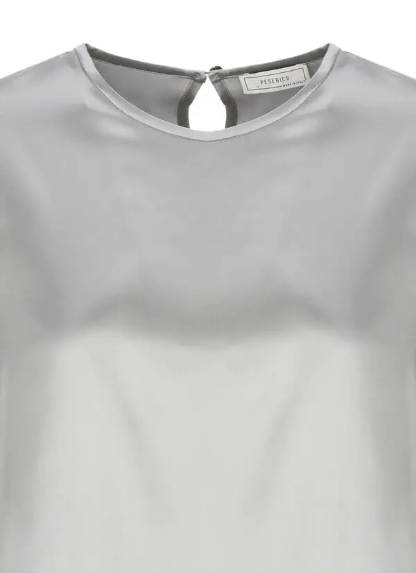 Peserico Beaded-cuff Silk Blouse