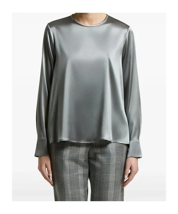Peserico Beaded-cuff Silk Blouse