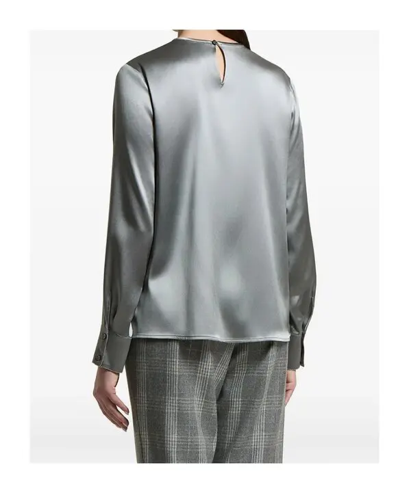Peserico Beaded-cuff Silk Blouse