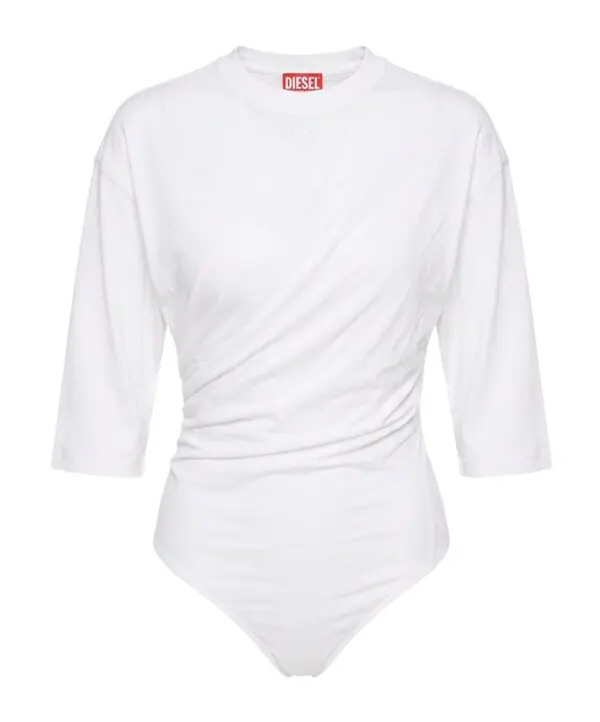 DIESEL® Ruched Three-quarter Sleeve Bodysuit - White