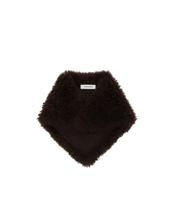 YVES SALOMON Lambskin Bandana Scarf - Mocha