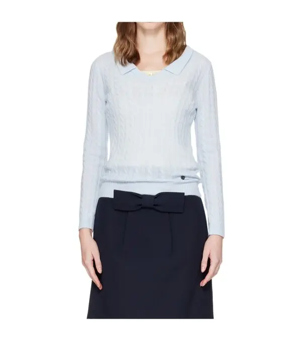 SHUSHU/TONG Cable-knit Sailor-collar Sweater - Blue
