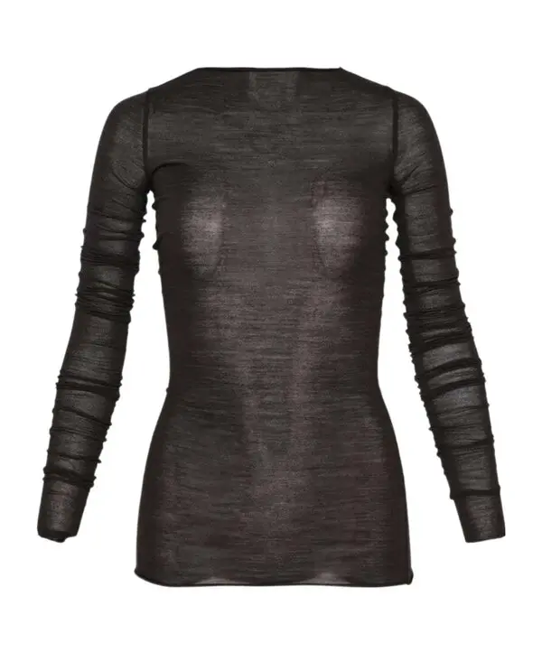 Rick Owens Long Sleeved Sheer Crewneck T-shirt - No