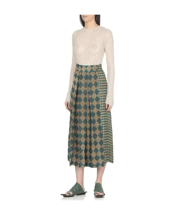 UMA WANG Color-matched Geometric Pattern Skirt