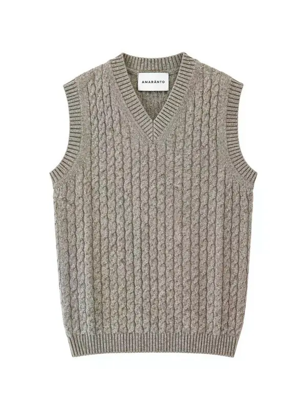 AMARANTO Cable-knit V-neck Vest