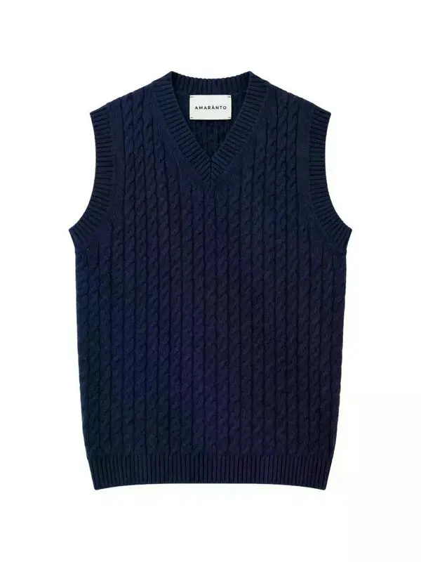 AMARANTO Cable-knit V-neck Vest