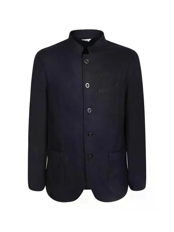 Boglioli Herringbone-weave High-neck Blazer