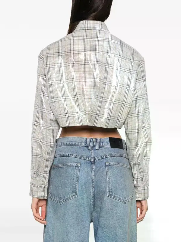 MANUEL RITZ Sequin-embellished Checked Shirt
