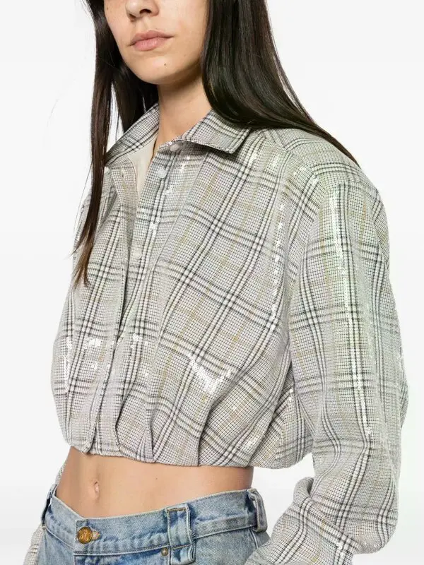 MANUEL RITZ Sequin-embellished Checked Shirt