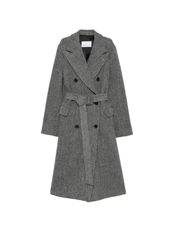 MANUEL RITZ Chevron-pattern Double-breasted Coat