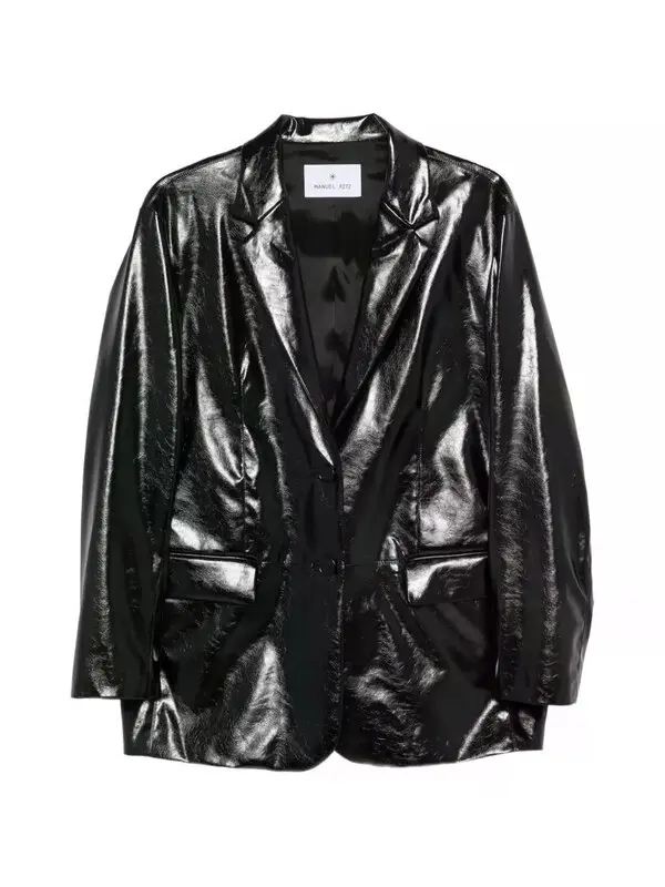 MANUEL RITZ Patent-effect Single-breasted Blazer