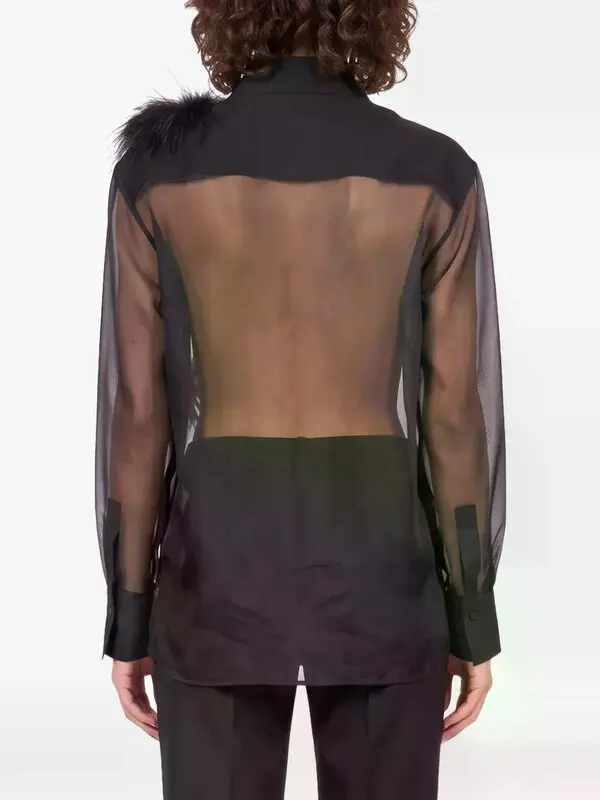 Antonelli Firenze Mirra Feather-embellished Sheer Shirt