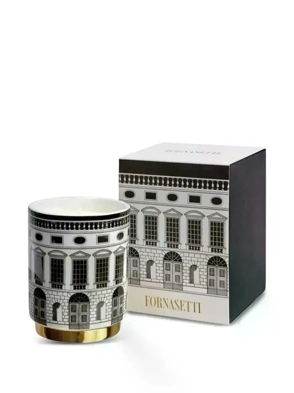 FORNASETTI Architettura Print Gold-tone Base Candle