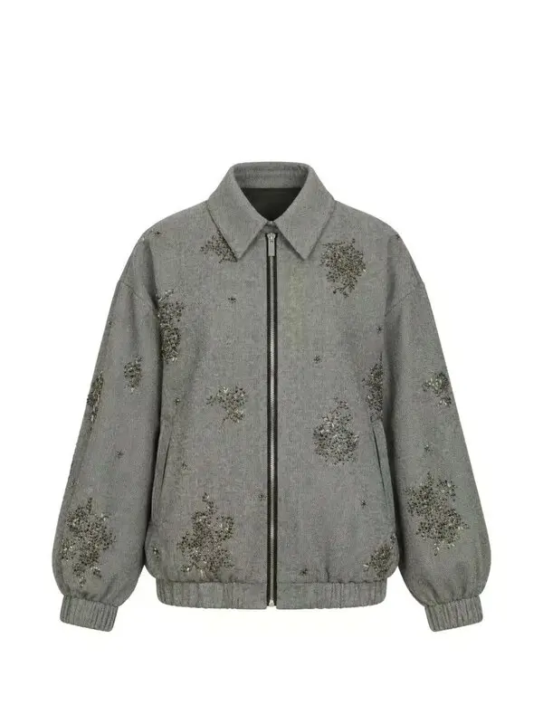 ISABELLE BLANCHE Bead-embellished Herringbone Jacket