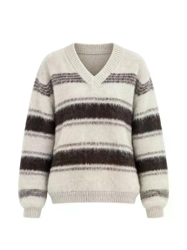 LOW CLASSIC Striped V-neck Sweater